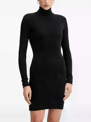 LA MANIA Ribbed-knit Roll-neck Mini Dress
