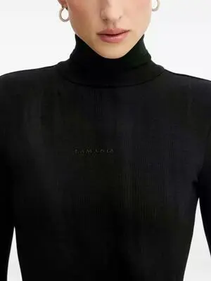 LA MANIA Ribbed-knit Roll-neck Mini Dress