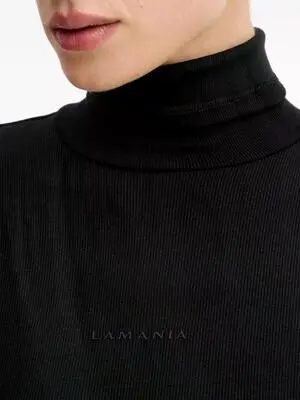 LA MANIA Ribbed-knit Roll-neck Mini Dress
