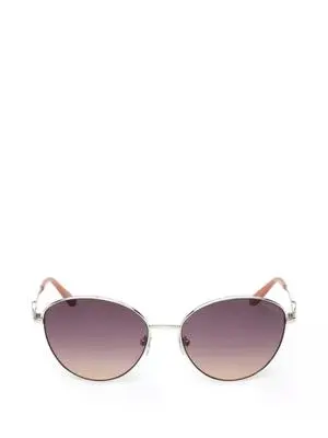 Guess Logo-plaque Round-frame Sunglasses - Silver