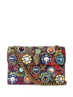 Kurt Geiger Crystal-embellished Floral-tapestry Shoulder Bag - Blue