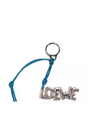 Loewe Blown Logo-pendant Leather Keychain - Silver