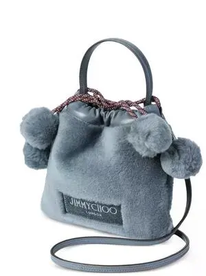 JIMMY CHOO Drawstring Shearling Bucket Bag
