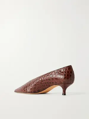 Le Monde Beryl Babouche 40 Croc-effect Leather Pumps