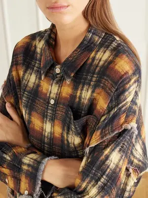 R13 Frayed Cotton-flannel Shirt
