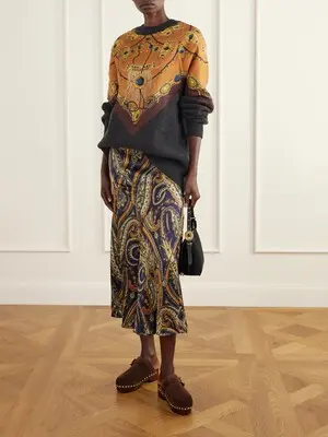 Etro Printed Silk-trimmed Wool And Cashmere-blend Sweater