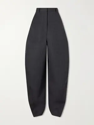 Balenciaga High-waist Barrel-leg Wool Pants - Gray