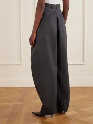 Balenciaga High-waist Barrel-leg Wool Pants