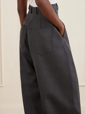 Balenciaga High-waist Barrel-leg Wool Pants