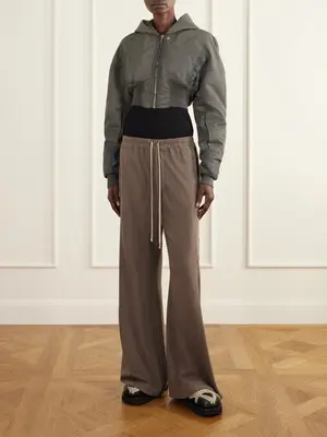 Rick Owens Wide Pusher Cotton-jersey Wide-leg Pants - Gray