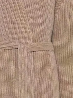 LISKA Belted Ribbed-knit Cardigan