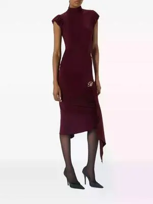 Blumarine Draped Logo-detail Midi Dress