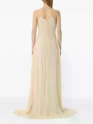 Blumarine Rose-detail Flounced Maxi Dress