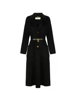 Elisabetta Franchi Coat In Double Cloth With Belt