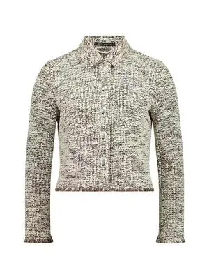 BETTY BARCLAY Bouclé Frayed Jacket - Neutrals