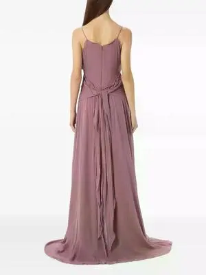 Blumarine Rose-detail V-neck Maxi Gown - Pink
