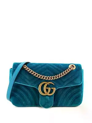Gucci Gg Marmont Flap Bag Matelasse Velvet Small Shoulder Bag