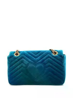 Gucci Gg Marmont Flap Bag Matelasse Velvet Small Shoulder Bag