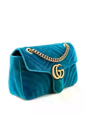 Gucci Gg Marmont Flap Bag Matelasse Velvet Small Shoulder Bag