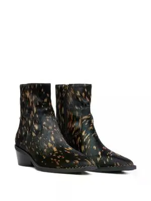 Ash Hasley Animal-print Ankle Boots - Black