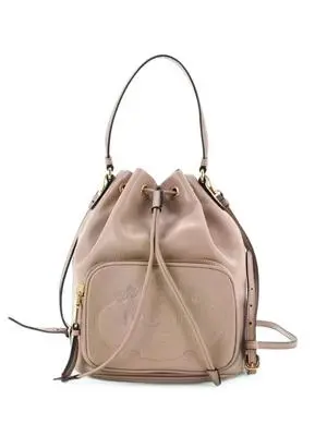 Prada Logo Drawstring Glace Calf Small Bucket Bag