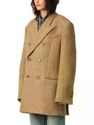 AMI Paris Double Breasted Herringbone Wool Blazer