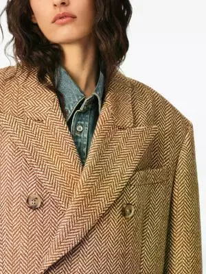 AMI Paris Double Breasted Herringbone Wool Blazer