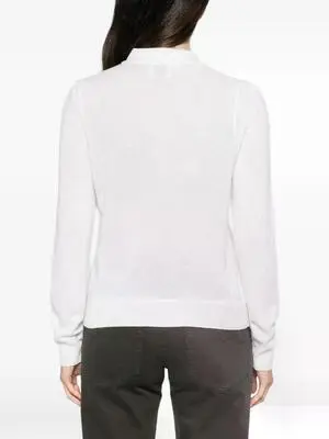 ALLUDE Button-placket Long-sleeve Polo Top