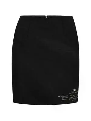 Elisabetta Franchi Wool Mini Skirt With Logo Print