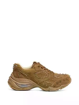 Ash Verve Stud-embellished Suede Low-top Sneakers - Brown