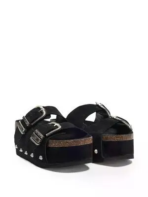 Ash Mystic Studded Platform Sandals - Black