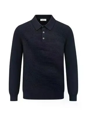 PANICALE Textured-knit Long-sleeve Polo Shirt