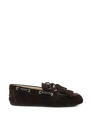 Miu Miu Suede Boat Shoes - Brown