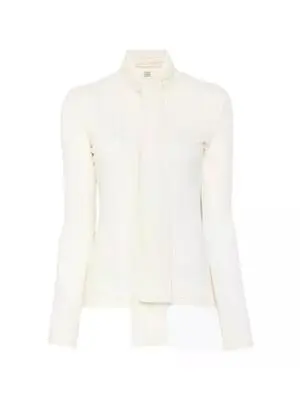 TOTEME Ribbed Bow Blouse - Neutrals