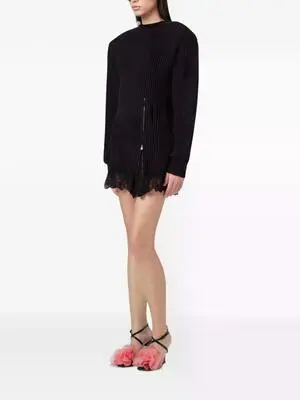 Giuseppe Di Morabito Lace-trim Ribbed-knit Mini Dress