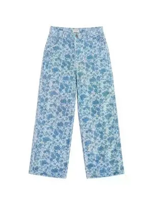 FAVORITE PEOPLE Bakery Floral-print Corduroy Trousers - Blue