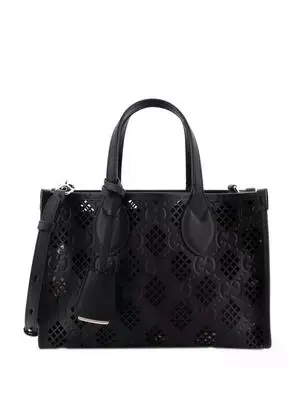 Gucci Convertible Gg Debossed Laser Cut Leather Small Tote Bag - Black