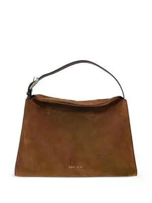 Orciani Midi Trinity Peach Oro Suede Tote Bag - Brown