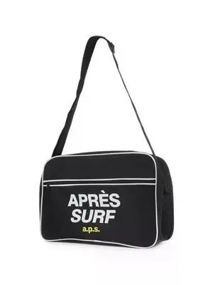 APRES SURF Logo-print Contrast-trim Shoulder Bag - Black