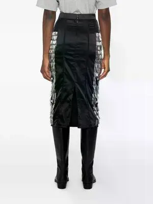 CIRCUS HOTEL Sequin-embellished Fringed Midi Skirt