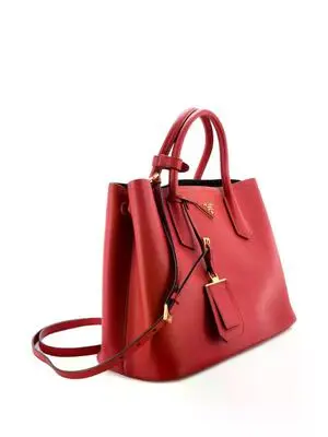 Prada Cuir Double Saffiano Leather Medium Tote Bag - Red