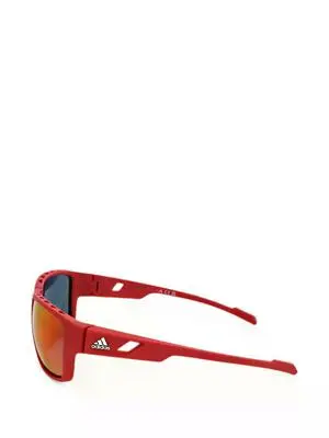 Adidas Logo-print Rectangle-frame Sunglasses - Red