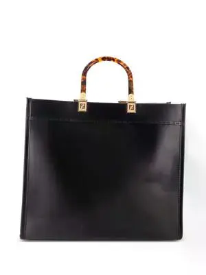 Fendi Sunshine Shopper Leather Medium Tote Bag - Black