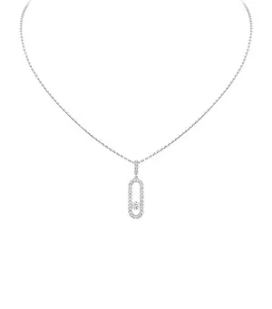 Messika Large Move Uno White Gold And Diamond Pavé Necklace - Silver