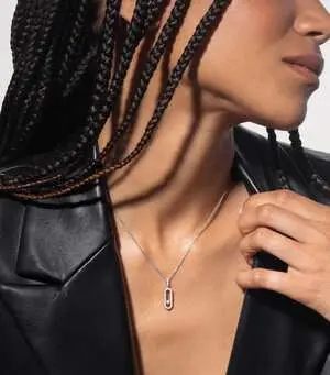Messika Large Move Uno White Gold And Diamond Pavé Necklace
