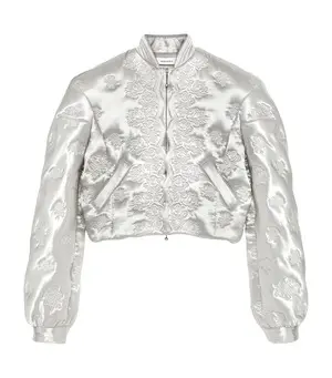 Alexander McQueen Satin Embroidered Bomber Jacket