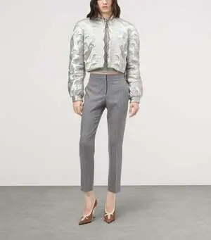 Alexander McQueen Satin Embroidered Bomber Jacket
