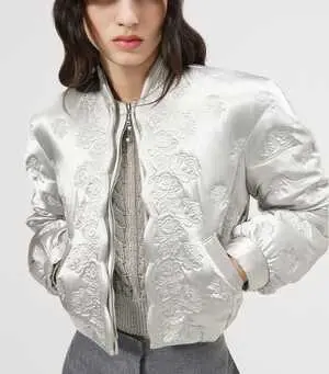 Alexander McQueen Satin Embroidered Bomber Jacket