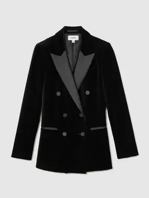 REISS Velvet Double-breasted Tuxedo Blazer