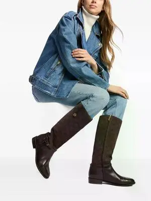 Michael Kors Beverly Quited Suede And Leather Riding Boots